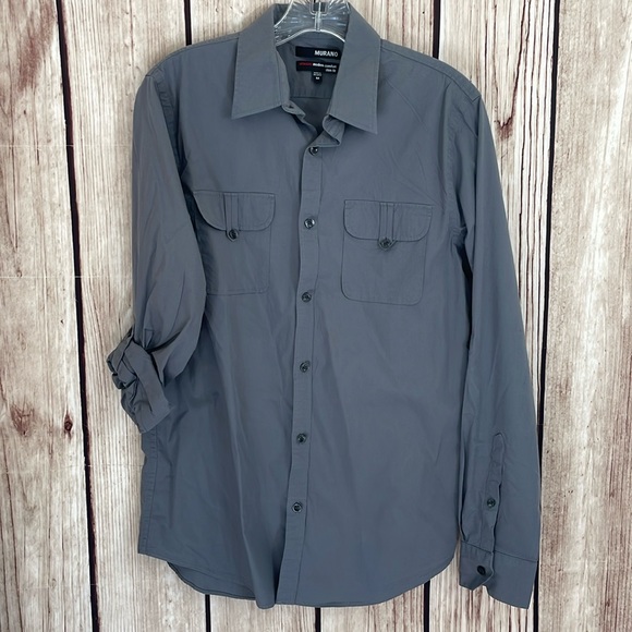 Murano | Shirts | Murano Grey Mens Slim Fit Button Down Dress Shirt Med ...